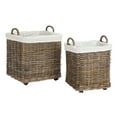 Safavieh Amari Rattan Square Hamper Baskets with Wheels, Two-in-One ...