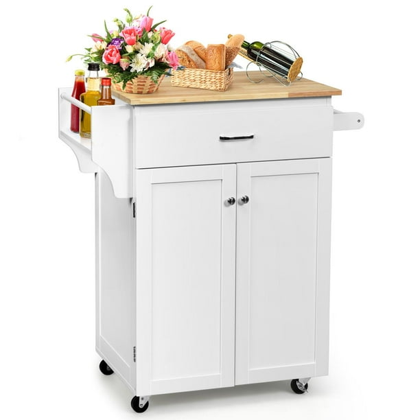 Giantex Kitchen Island w/Storage Cabinets, Trolley Cart w/Adjustable ...
