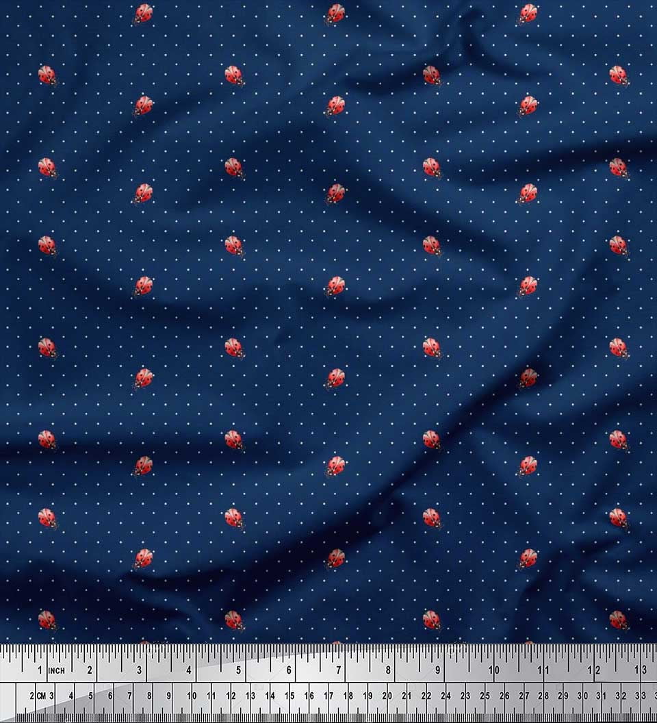 Soimoi Crepe Silk Fabric Dot & Insect Print Fabric by The Yard 42 Inch ...