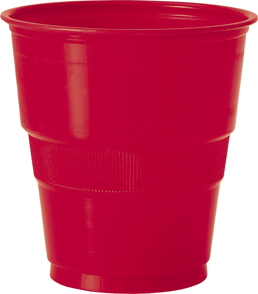 Team Spirit Solid Football Super Bowl Party 9oz Plastic Cups, Red, 12 ...