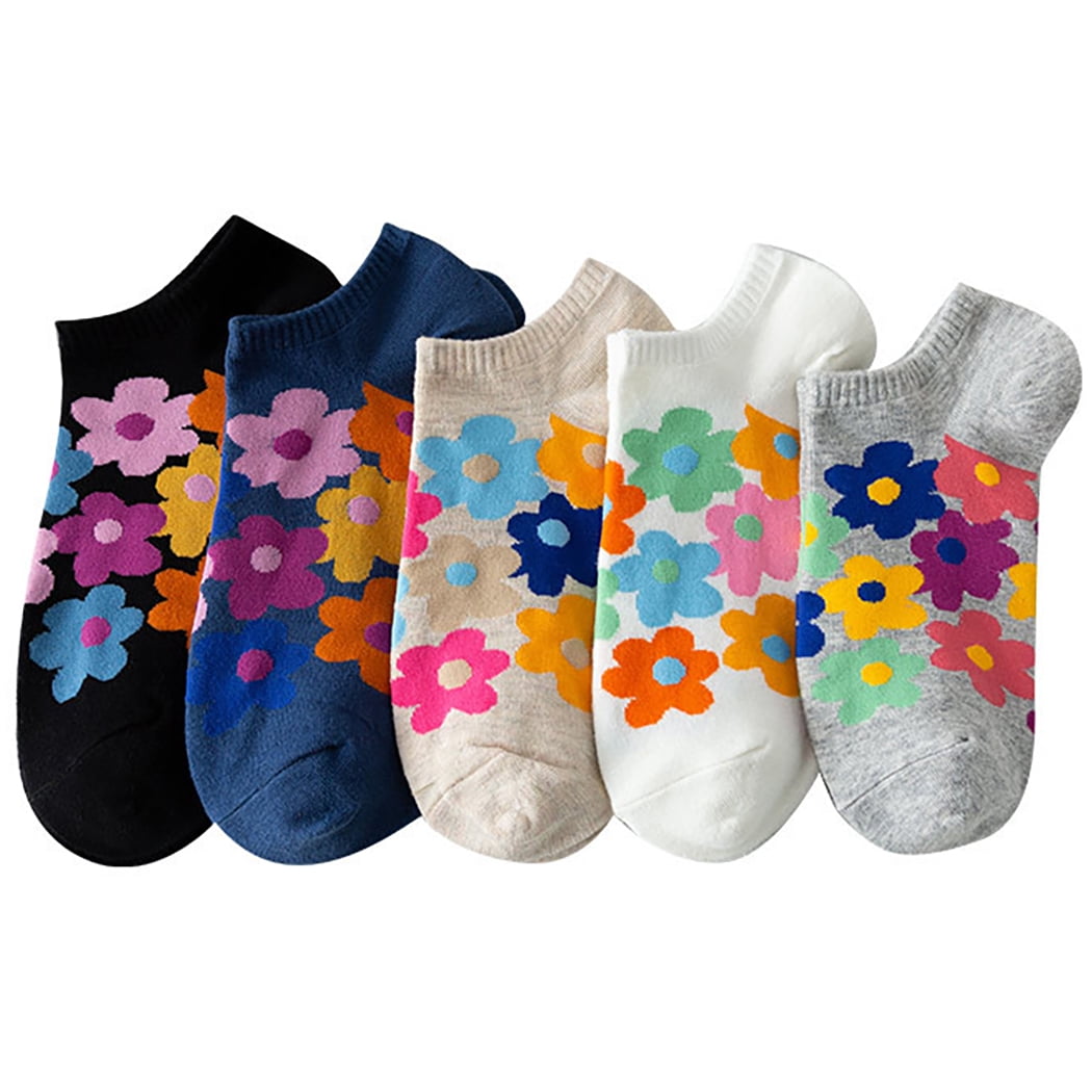 Click here for Nobrand Colorful Flower Ankle Socks: 5 Pairs Flora... prices