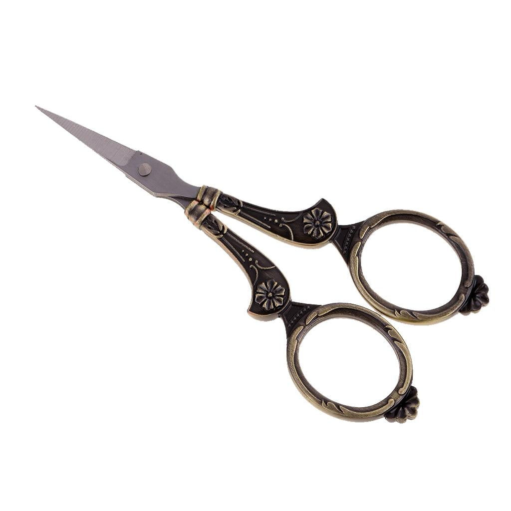 Vintage European Style Stainless Steel Floral Scissors Sewing Bronze ...