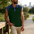 Collared Sleeveless Shirts for Men Casual Summer Tank Tops Color Block ...