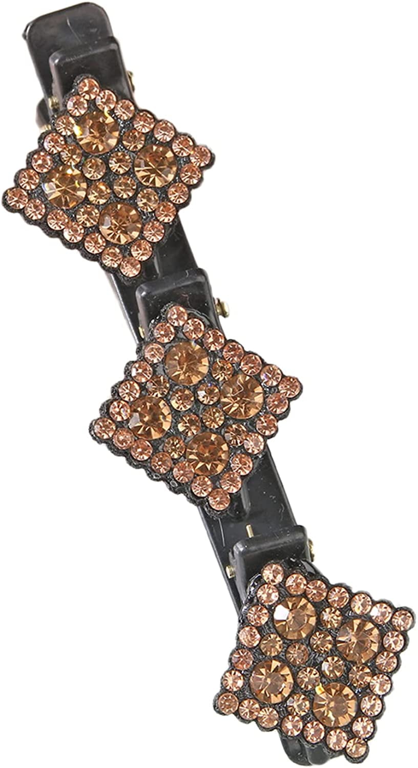 Sparkling Crystal Stone Braided Hair Clips,Lucky Crystal Stone Double ...