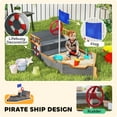 Kids Pirate Ship Sandbox with Bench Seat, Fir Wood Play Boat Sandbox ...