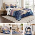 90x96in Quilt Bedding Set, Ocean Sunset Scene Oil Painting Lightweight ...