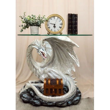 Design Toscano The Subservient Dragon Glass-Topped Sculptural Table ...