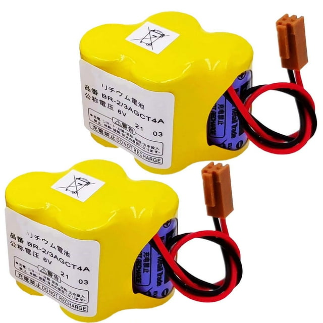 2-Pack BR-2/3AGCT4A 6V 4400mAh Replacement Battery for FANUC Controls ...