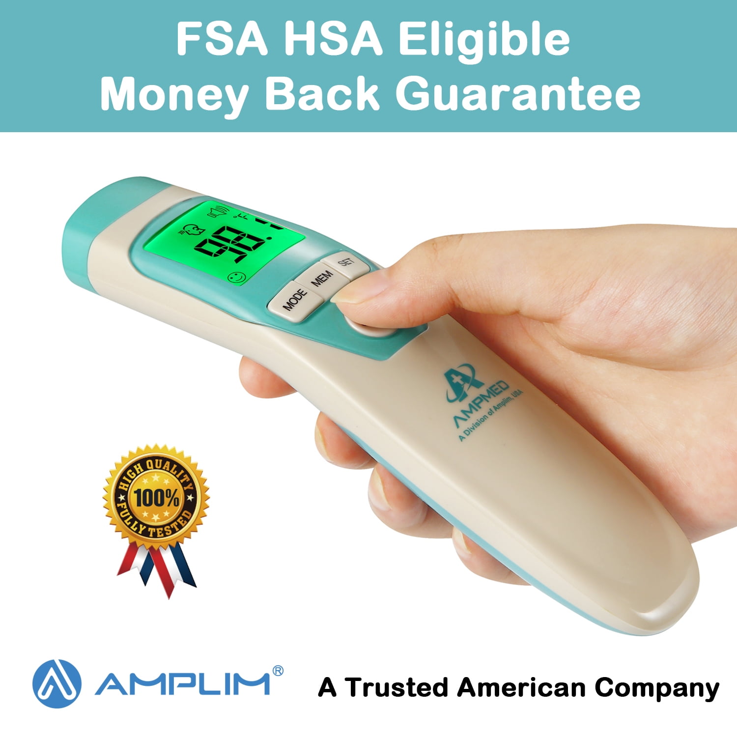 Non-Contact Forehead Thermometer, Amplim Touchless Digital IR Infrared ...