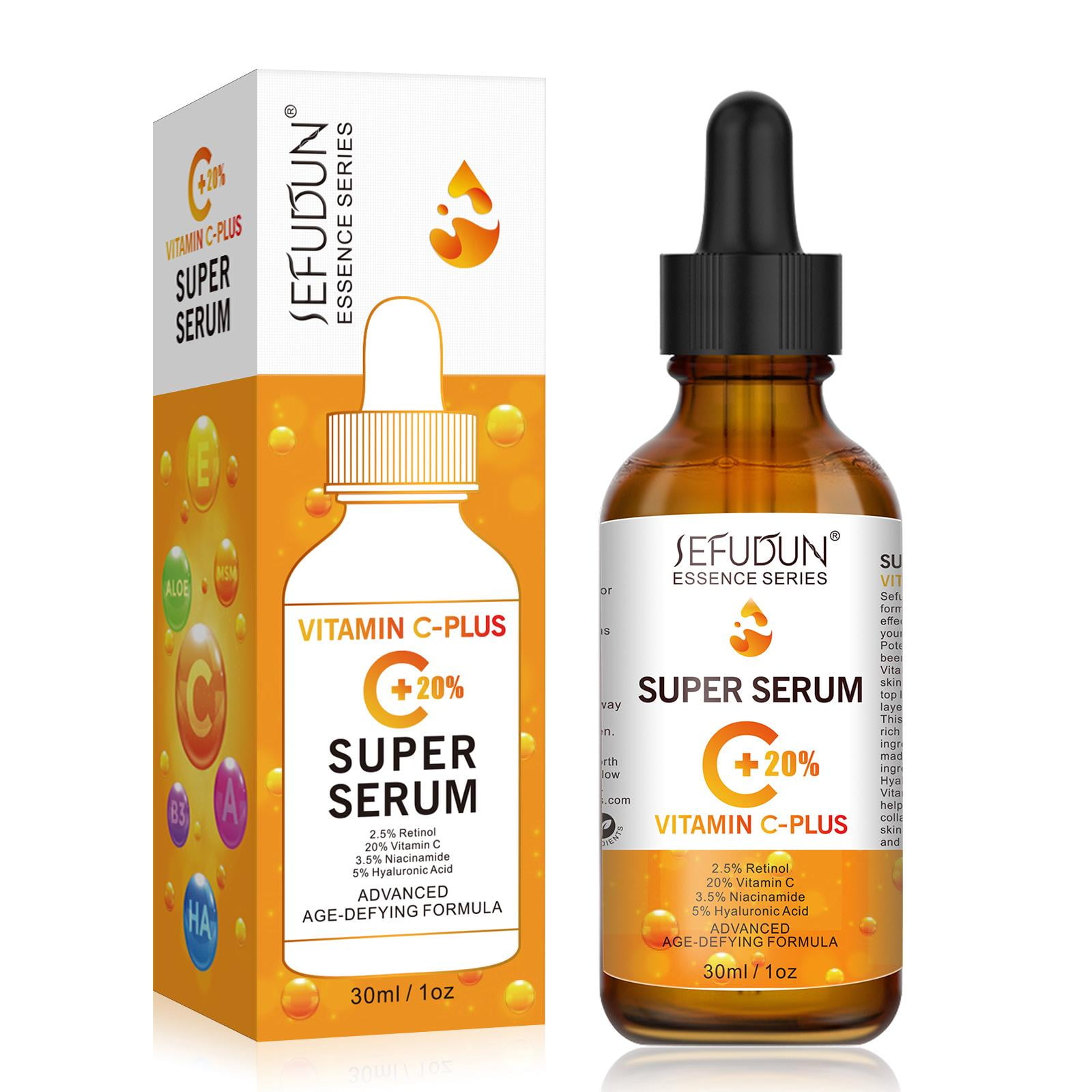 Suero facial de vitamina C al 20 % de primera calidad con ácido hialurónico (30 ml), suero ...