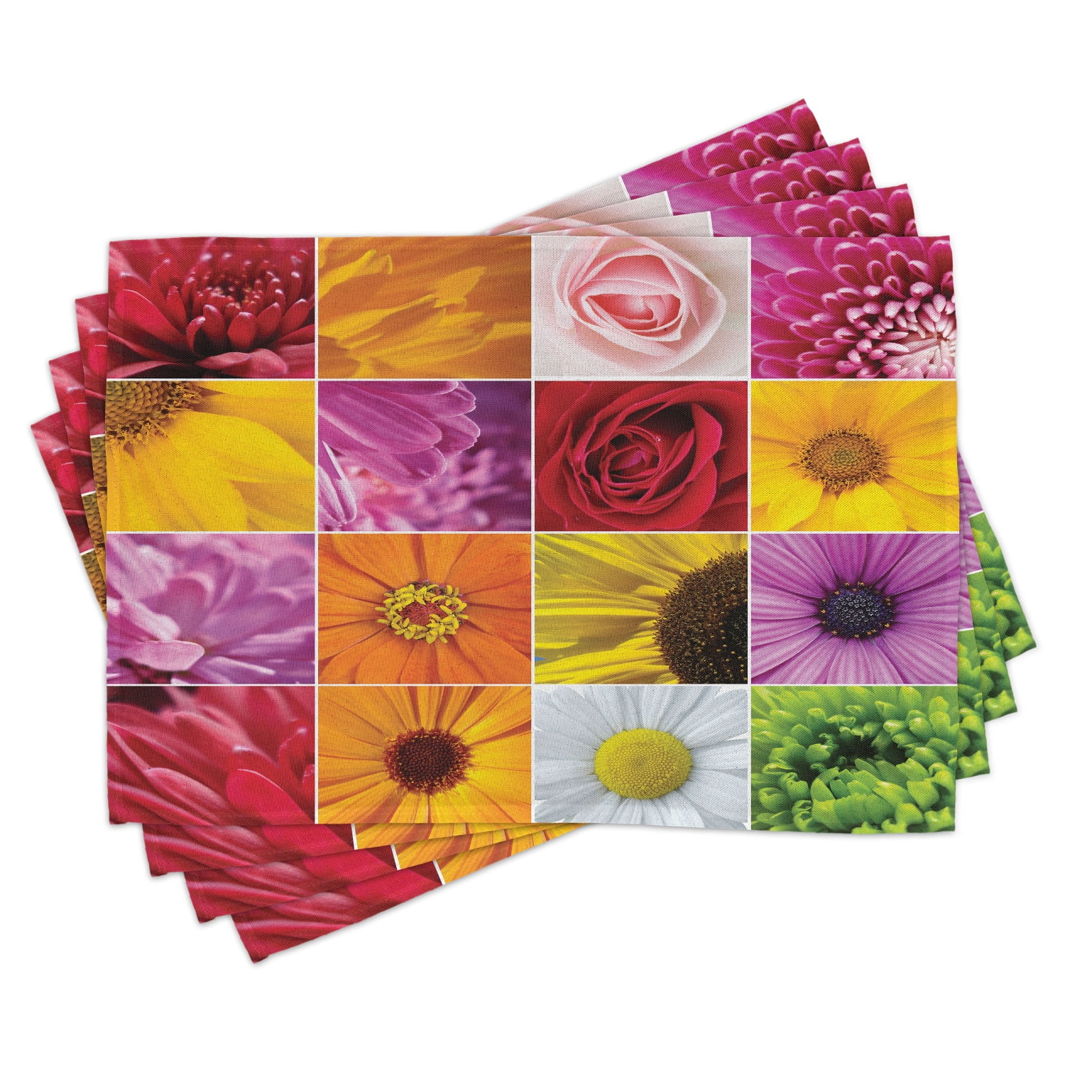 Ambesonne Floral Place Mats Set of 4, Colorful Flowers Rose, Standard ...