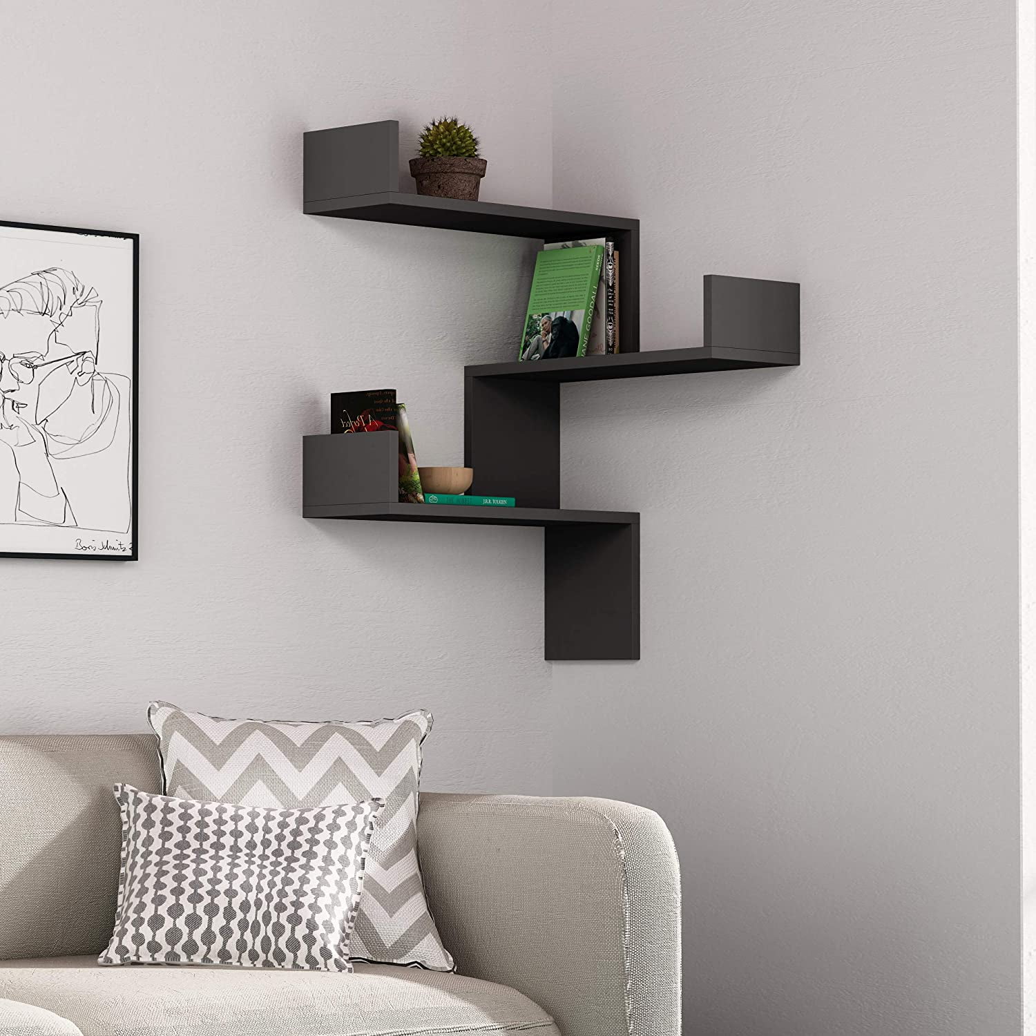 Click here for Jv Home Luksa Collection Corner Bookcase Wall Moun... prices