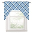 Blue Checkered Swag Curtain Valance for Windows, Modern Minimalist ...