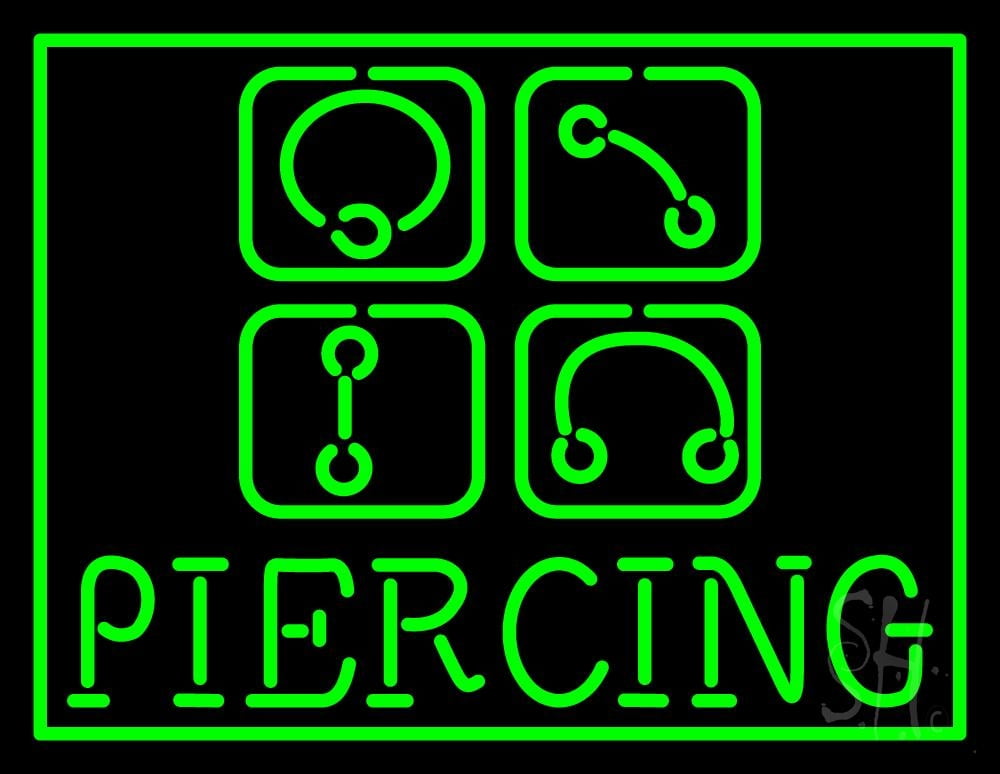 Piercing LED Neon Sign 24" Tall x 31" Wide - inches Black Square Cut ...