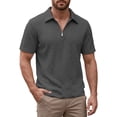 Antinious Men Solid Texture Half Zip Round Neck Pullover Polyester ...