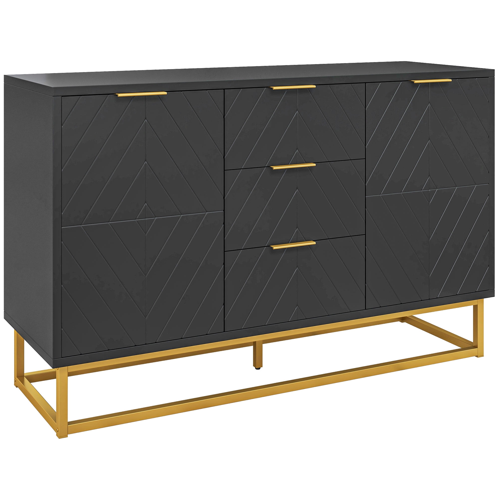 HOMCOM 3-Door Storage Cabinet Sideboard for Dining Room, Living Room ...