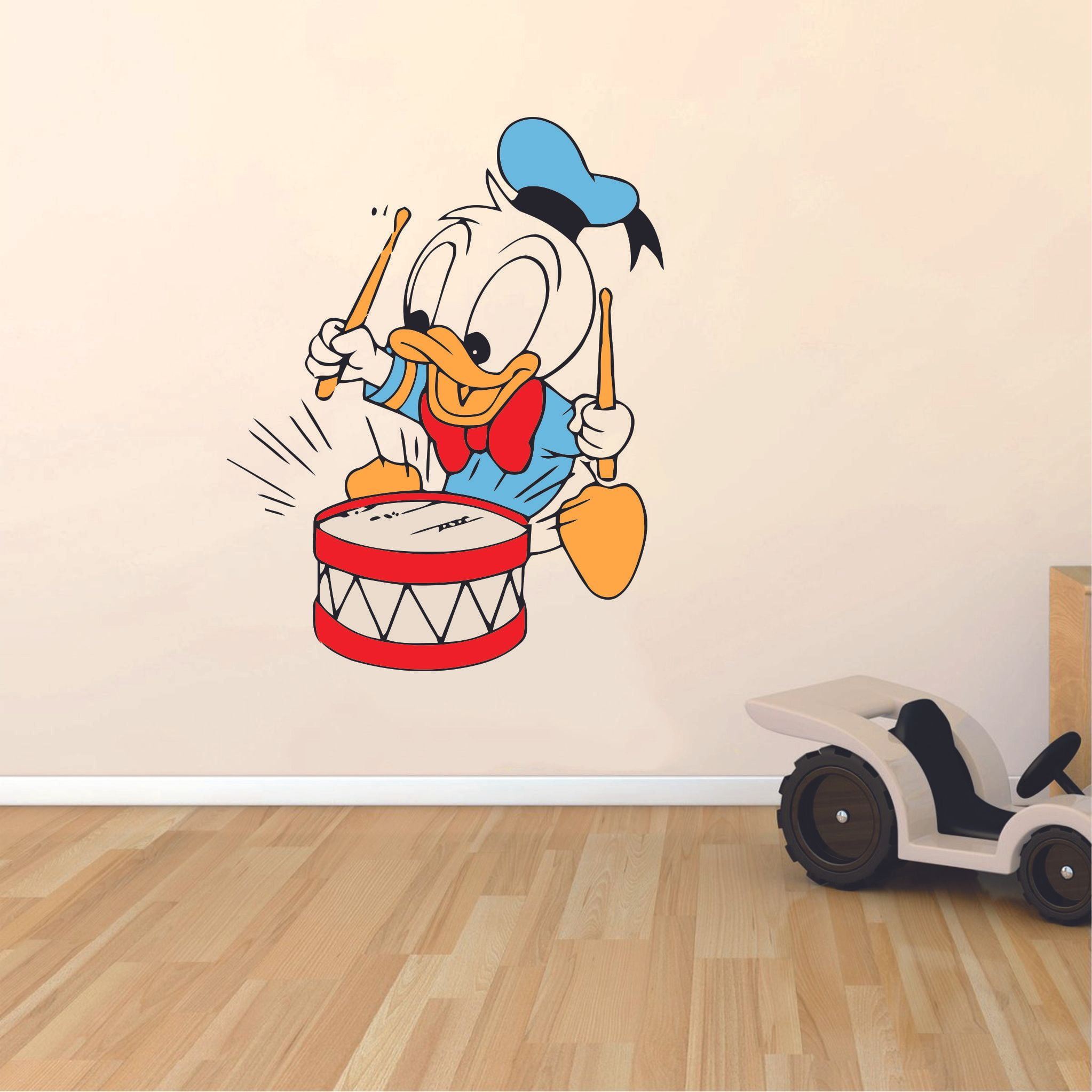 Baby Donald Duck Playing Drum Cartoon Character Wall Art Vinyl Sticker ...