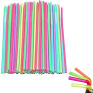 Diamond Disposable Plastic Drinking Straws, Bendable, Neon, 100 Ct ...