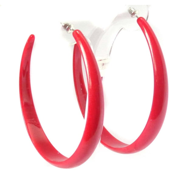 Divas Diggables - Large Red Hoop Earrings Thick Lightweight Hoop ...