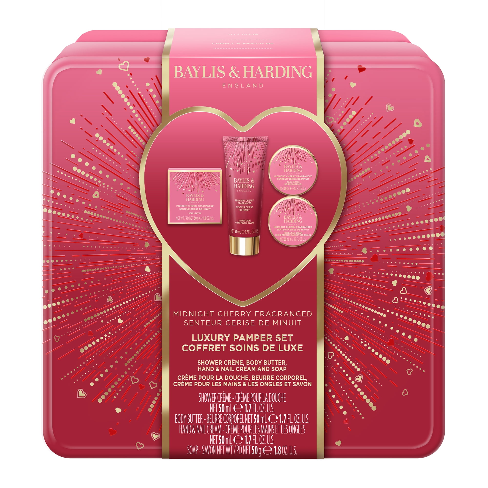 Baylis and Harding Midnight Cherry Ladies Luxury Body Care Pamper Tin ...