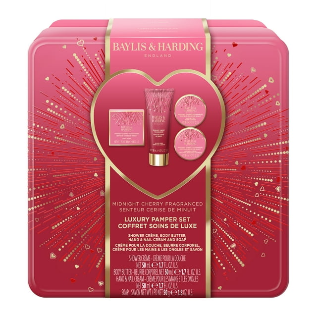Baylis and Harding Midnight Cherry Ladies Luxury Body Care Pamper Tin ...