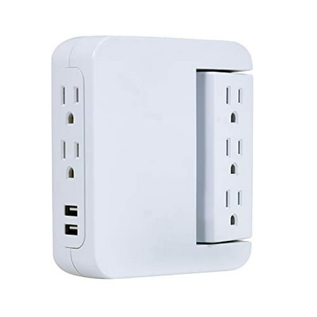 GE Pro Side-Access Swivel Surge Protector, 2 Pack, 5-Outlet Extender ...