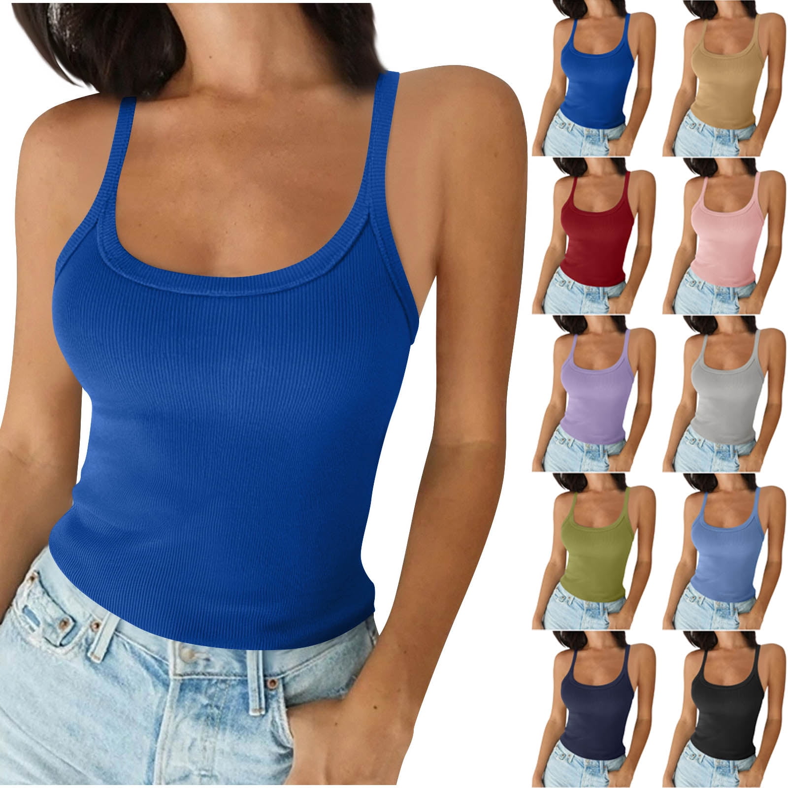 Click here for Lcziwo Womens Padded Tank Tops Ribbed Knit Sleevel... prices
