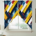 Abstract Diagonal Blocks Swag Curtain Valance for Window 2 Panels Art ...