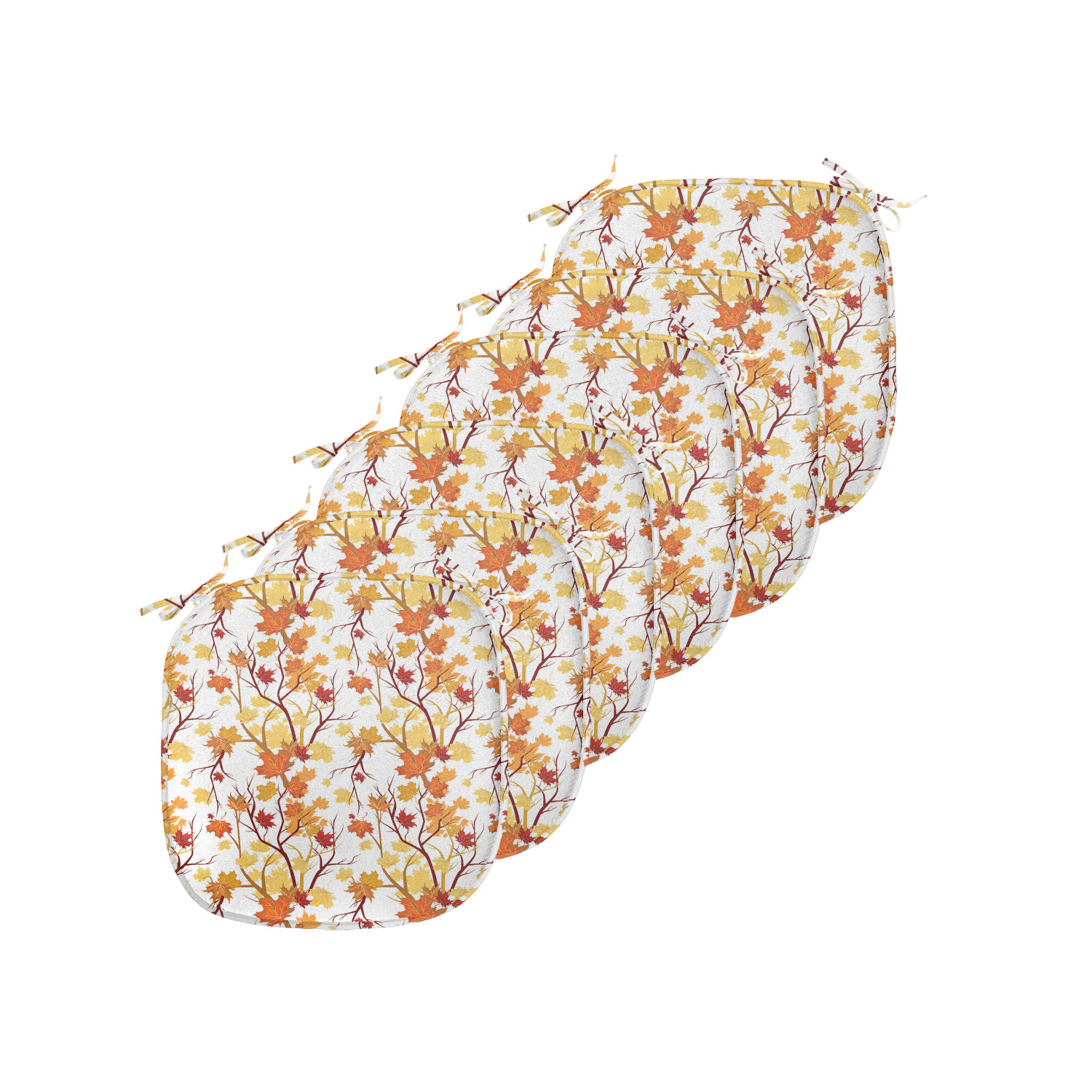 Fall Chair Seating Cushion Set of 6, Swirling Autumn Leaves Shady ...