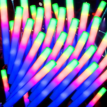 LED Foam Batons Pack of 100 Multicolor Light Up Batons with 3 Modes, 18 ...