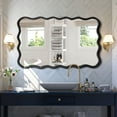 40"x28" Rectangle Wall Mirror,Solid Wood Wavy,Natural Wood & White ...
