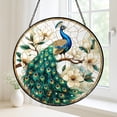 Decorative Peacock Stained Glass Suncatcher, Colorful Bird Window ...