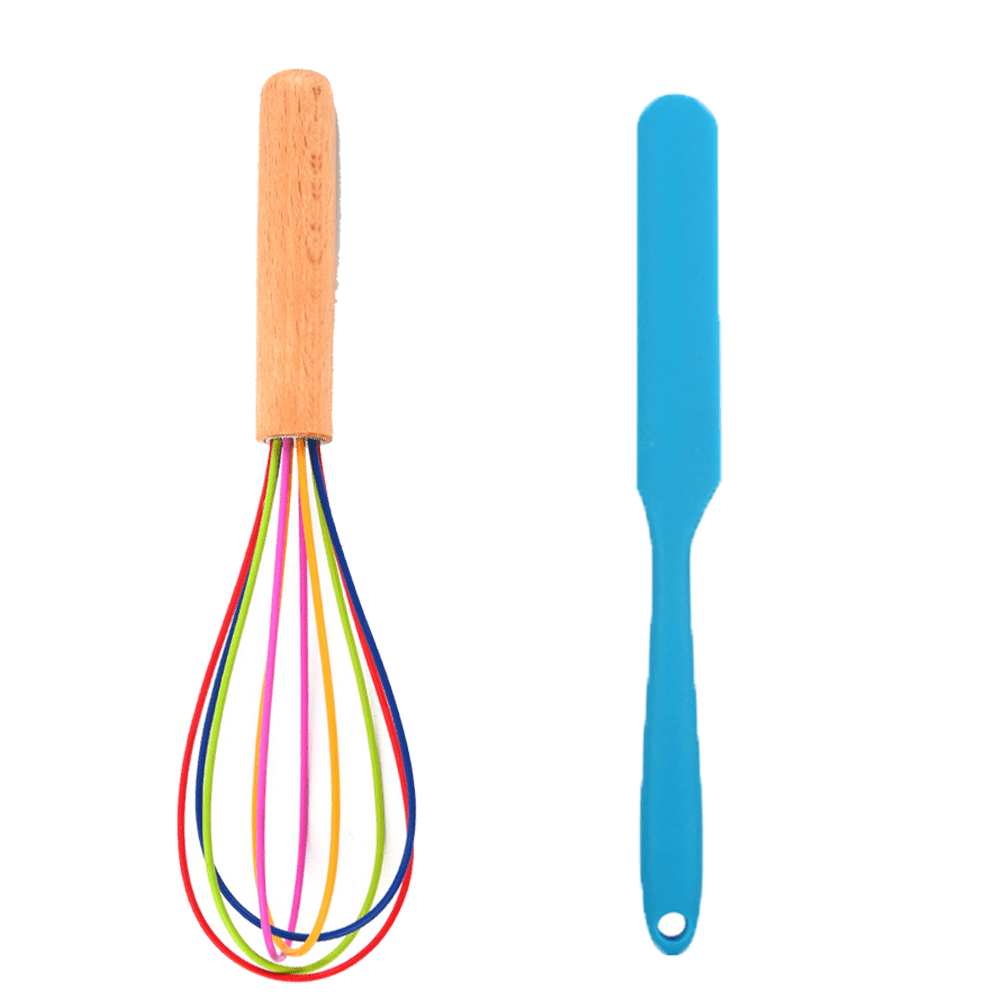 2 Piece Mini Kitchen Utensil Set- Silicone Kitchen Tools with wood ...