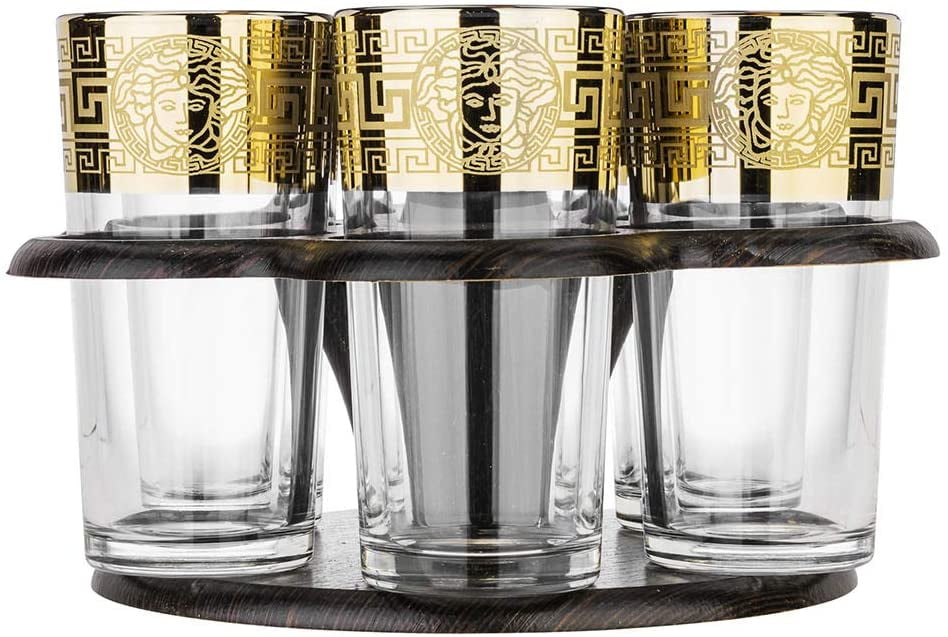 Glasstar Bar Set 6 Highball Glasses with Stand, Tray Stand and Highball ...