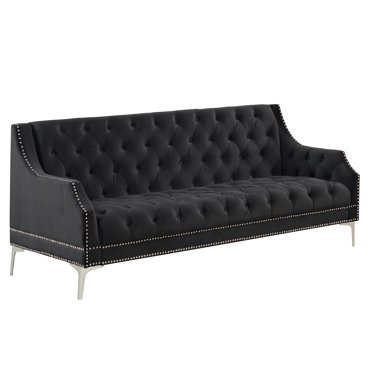 CONSDAN Leather Couch, 83" Chesterfield Sofa with Soft High-Resilience ...