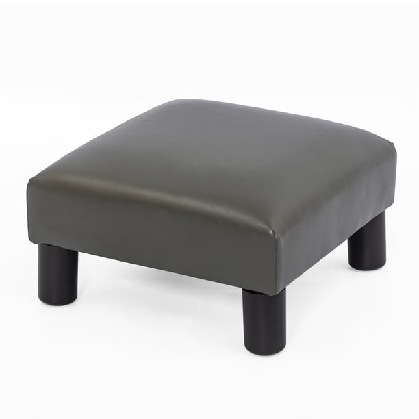 Joveco Small Ottoman Footstool/Footrest Gray Faux Leather - Walmart.com