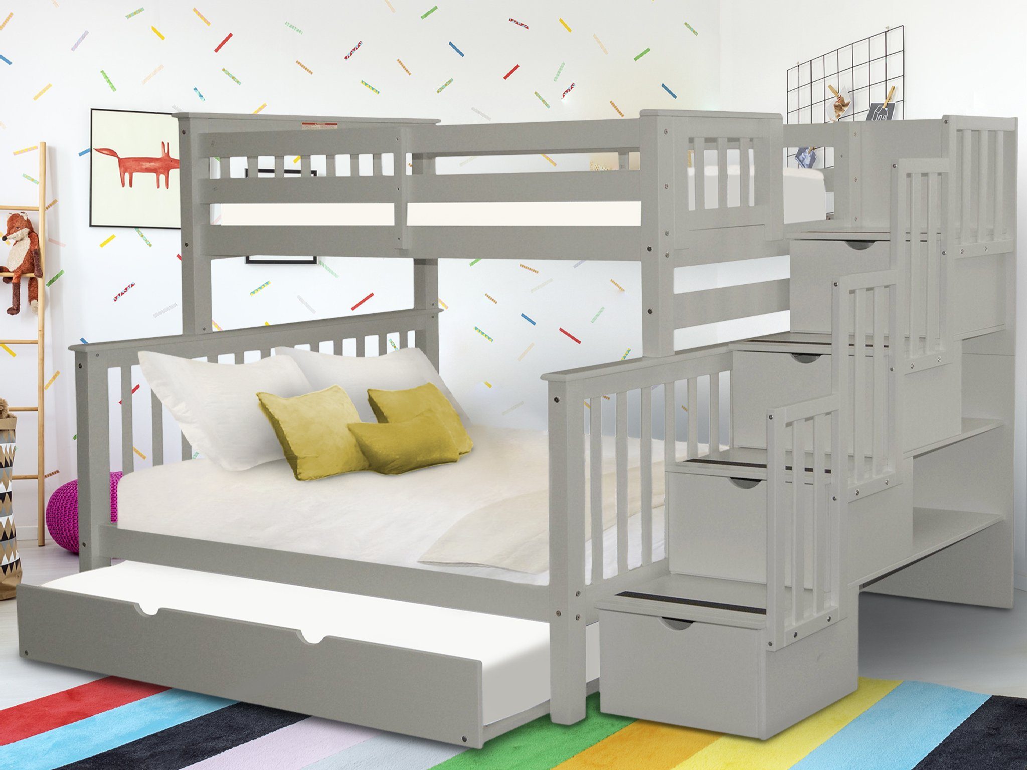 Bedz King Stairway Bunk Beds Twin Over Full With 4 Drawers In The Steps Bedz King Stairway Bunk Beds Twin Over Full With 4 Drawers In The Steps