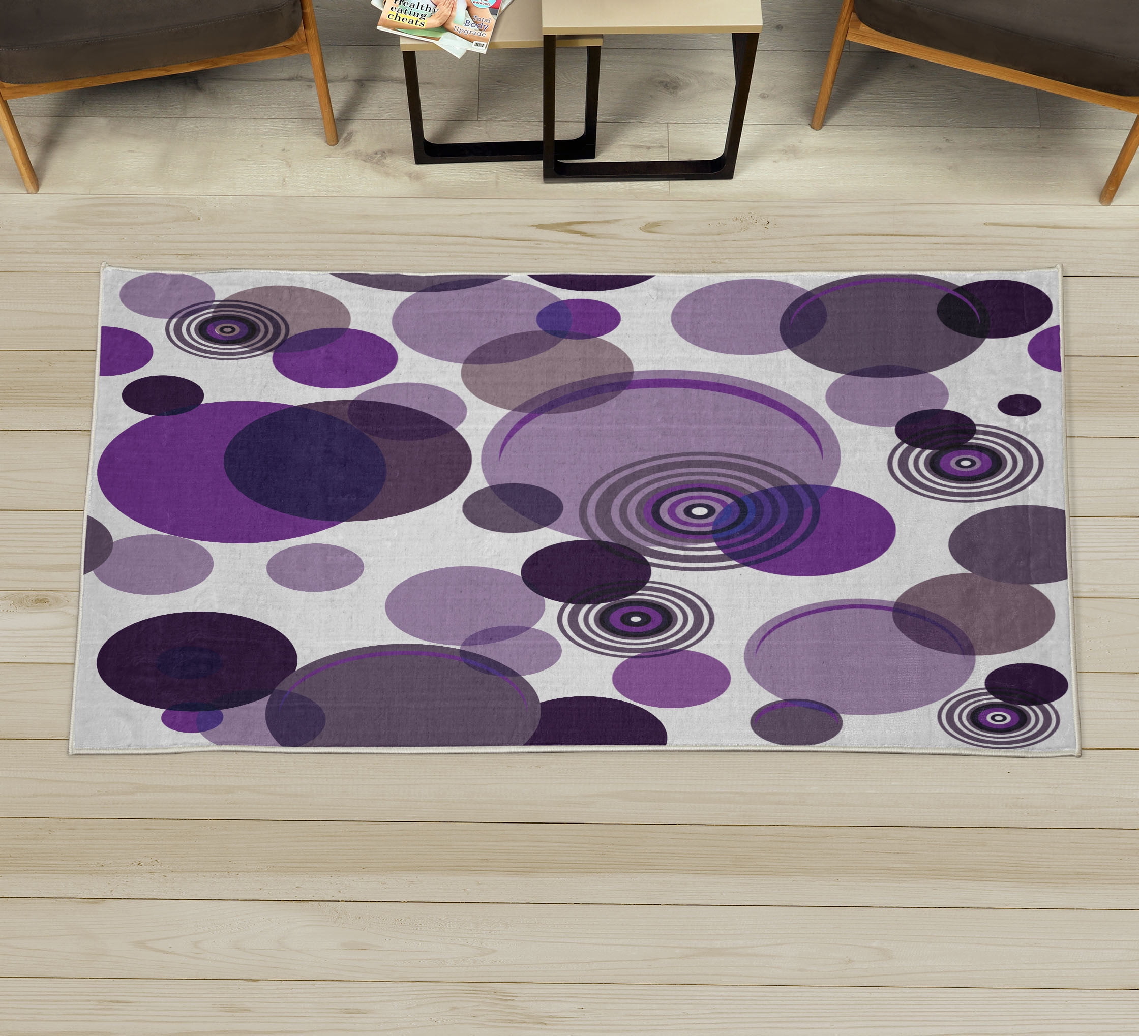 Earth Tones Decorative Rug, Abstract Pastel Pattern with Overlapping ...