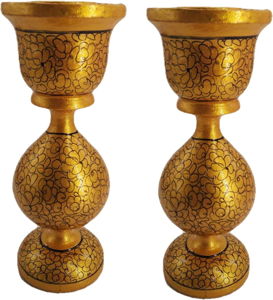 India Meets India Papier Mache Candlesticks Holder Set of 2 Candle ...