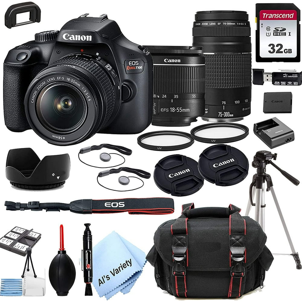 Canon EOS Rebel T100 DSLR Camera with 18-55mm f/3.5-5.6 Zoom Lens + 75 ...