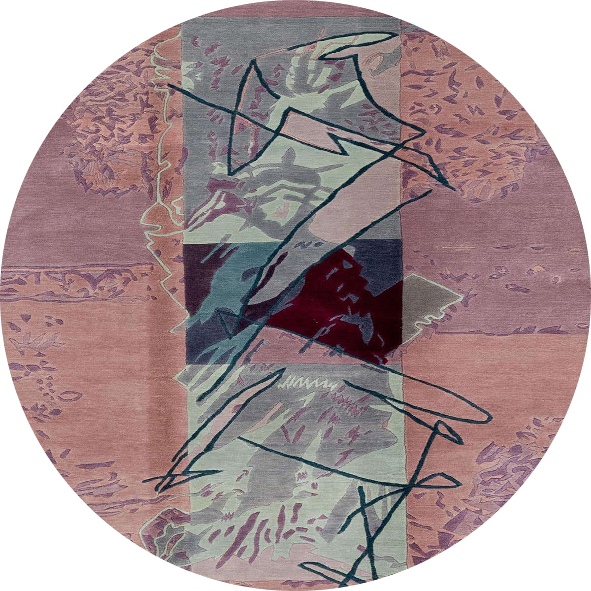 Ahgly Company Indoor Round Abstract Mauve Taupe Purple Abstract Area ...