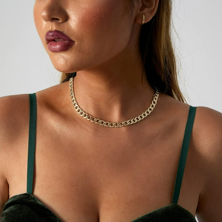 Dainty Chunky Gold Toggle Necklace for Women Gold Plated Thick Cuba Link Chain Hypoallergenic Jewelry Gift