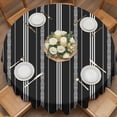 Black Stripes Round Tablecloth 60 inches Classic Minimalist Stripe ...