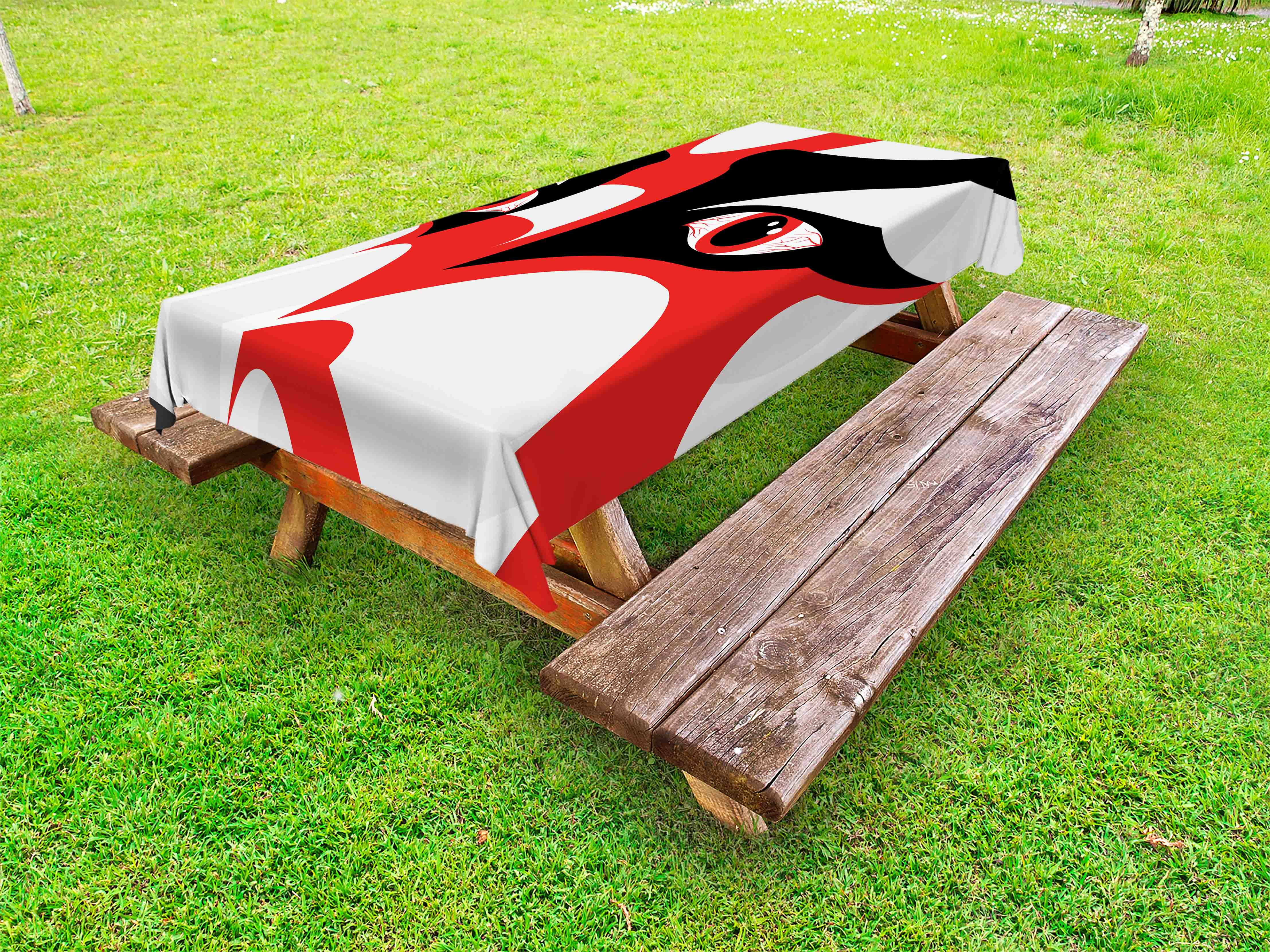 Kabuki Mask Outdoor Tablecloth, Japanese Drama Theme Kabuki Face with ...