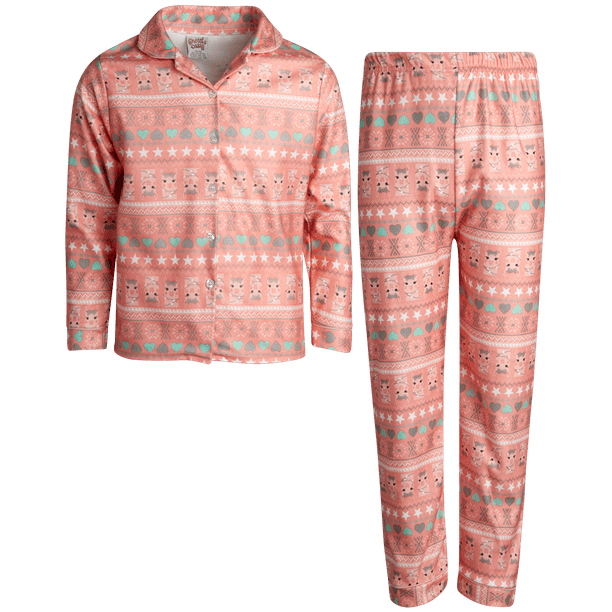 Sweet & Sassy Girl's Flannel Pajamas - 2 Piece Long Sleeve Button Down ...