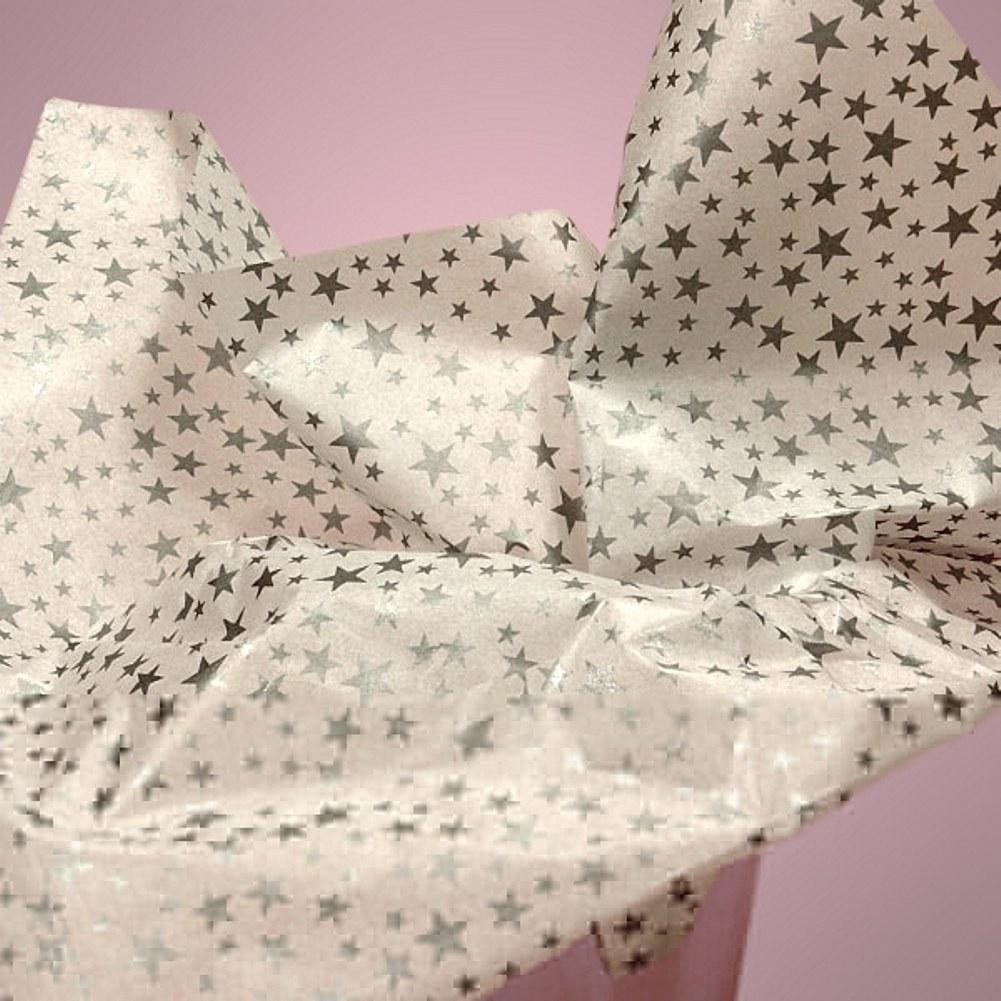 Silver Stars Patterned Tissue Paper - 20" x 30" Sheets - 20 Sheets ...
