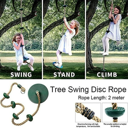 Climbing Rope, Climbing Swing Tree Kids Swing with Platform and Disc ...