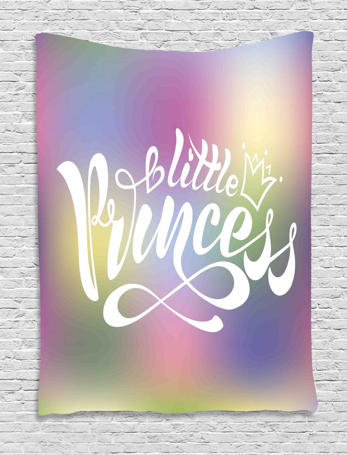 Girl Slogan Tapestry, Little Princess Writing with a Mini Crowning ...