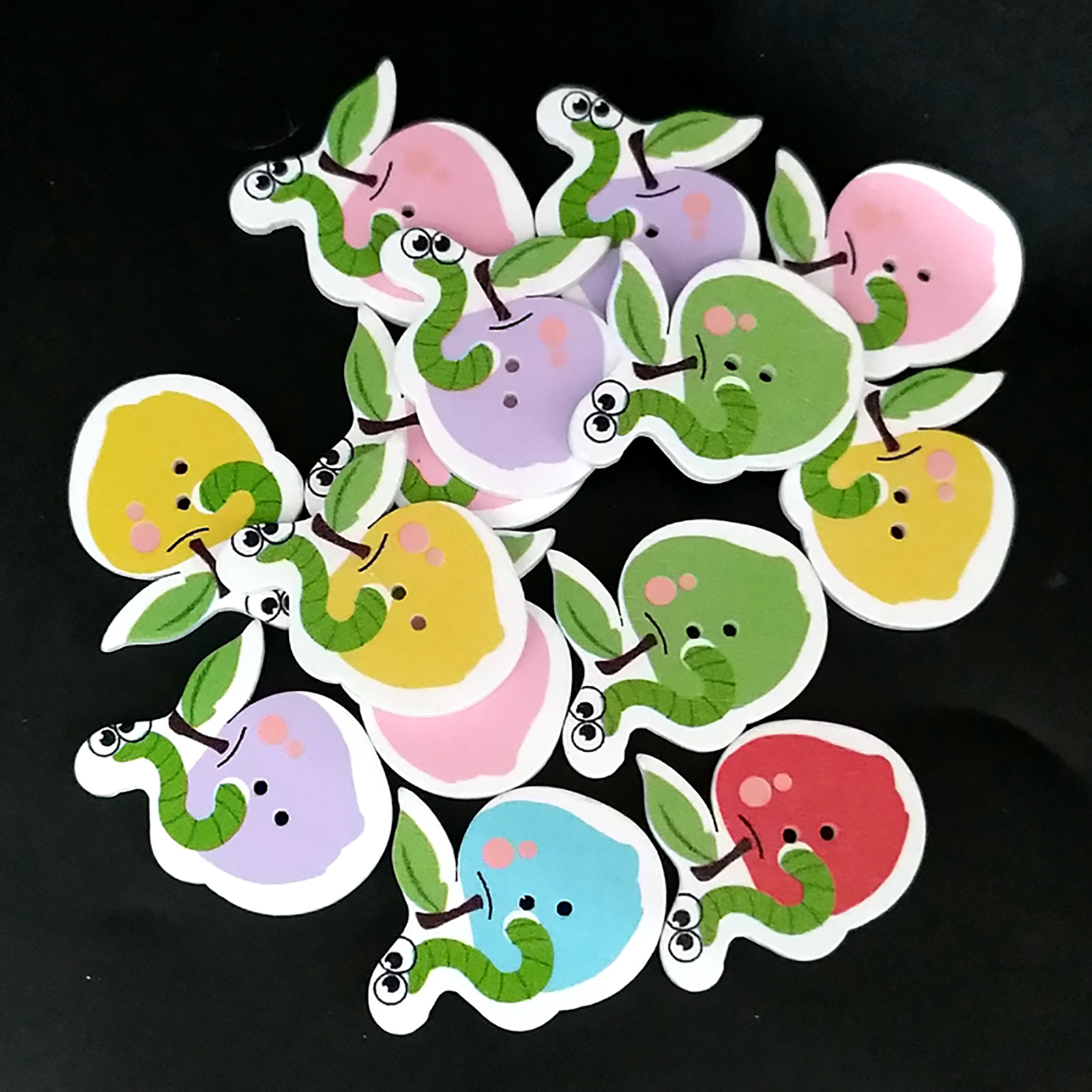 Zeus 50Pcs Buttons DIY Painted Wood Fruit Shape Sewing Buttons for ...