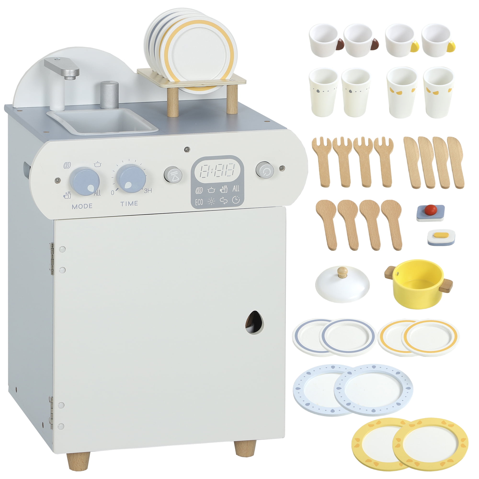Click here for Qaba Wooden Dishwasher Playset  Pretend Play Kitch... prices
